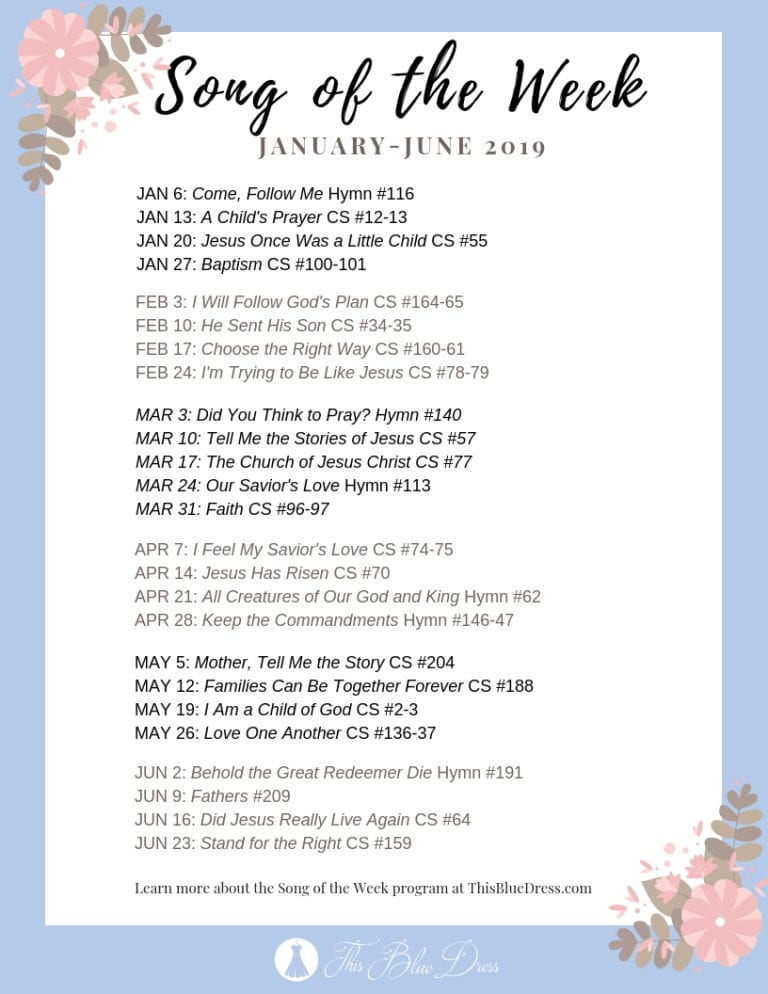 Song of the Week 2019: Supplement for Come, Follow Me | This Blue Dress