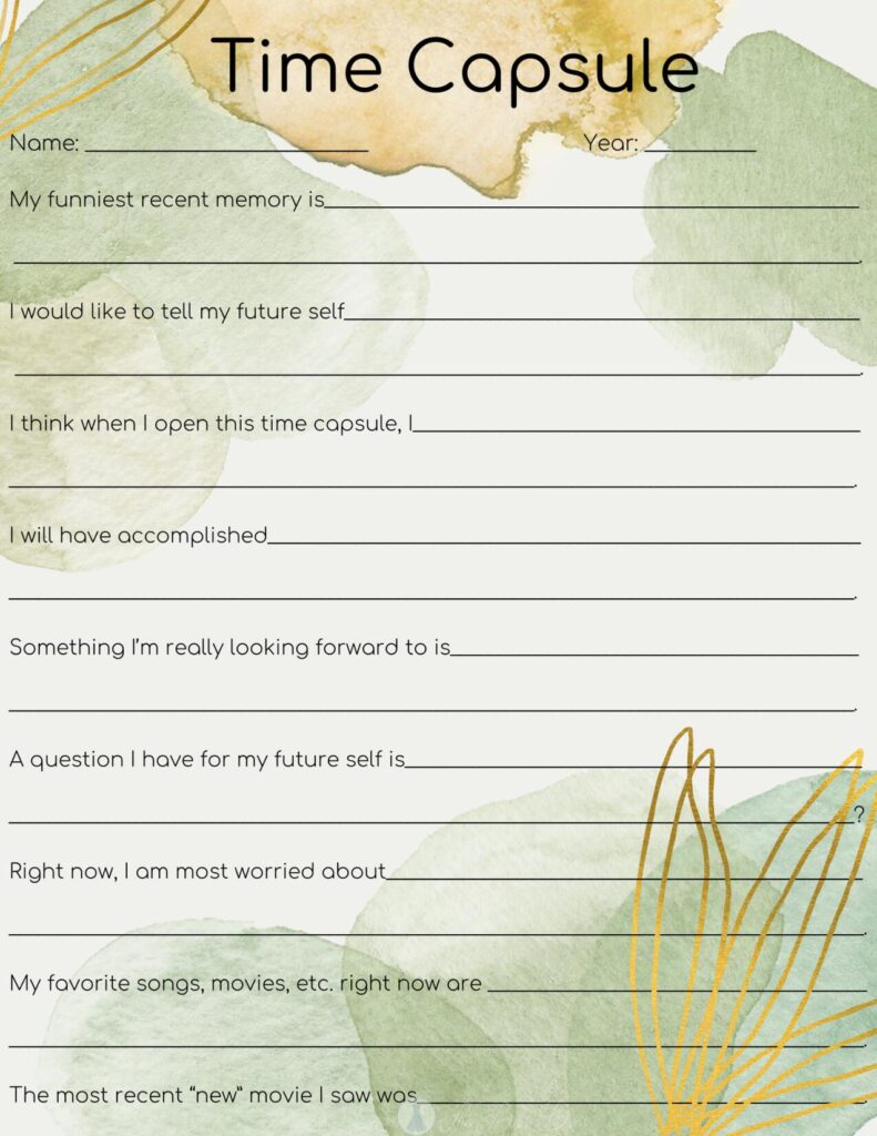 Adult Time Capsule [Printable] | This Blue Dress